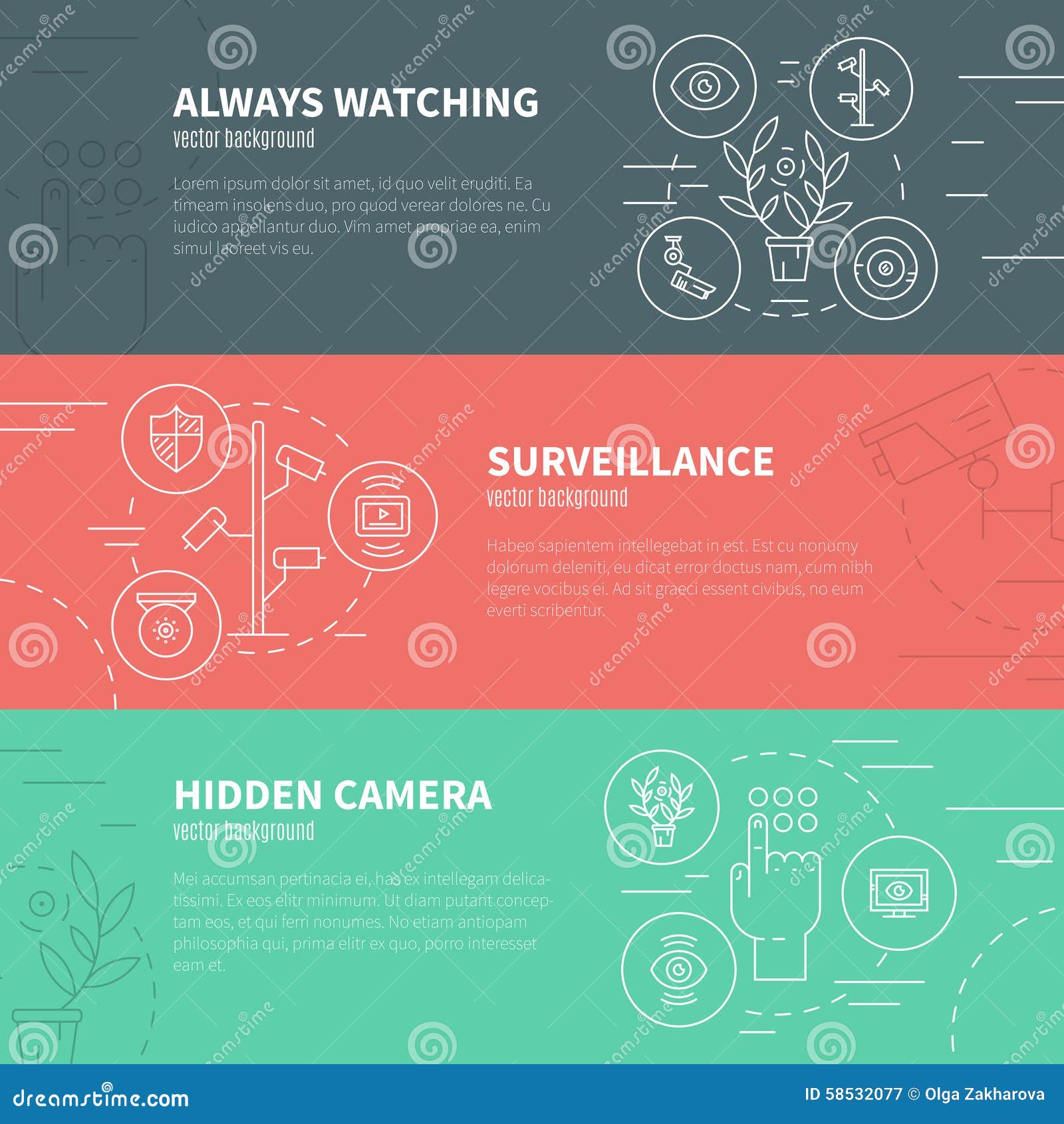 Surveillance Concept stock vector. Illustration of cctv - 58532077