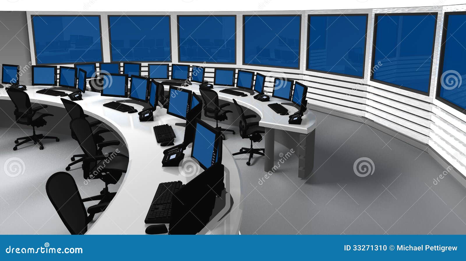 Surveillance Control Center Stock Illustration - Illustration of blue ...