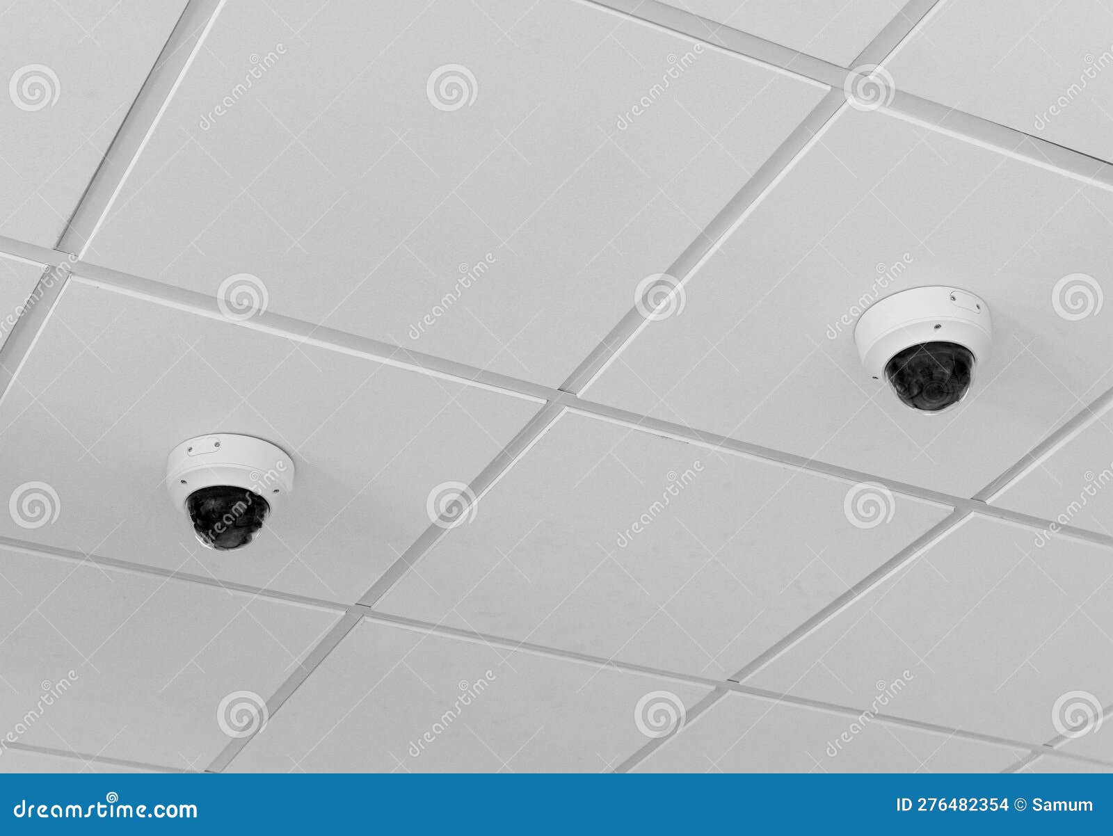 The Dome Video Camera is Mounted on the Ceiling Stock Photo - Image of ...