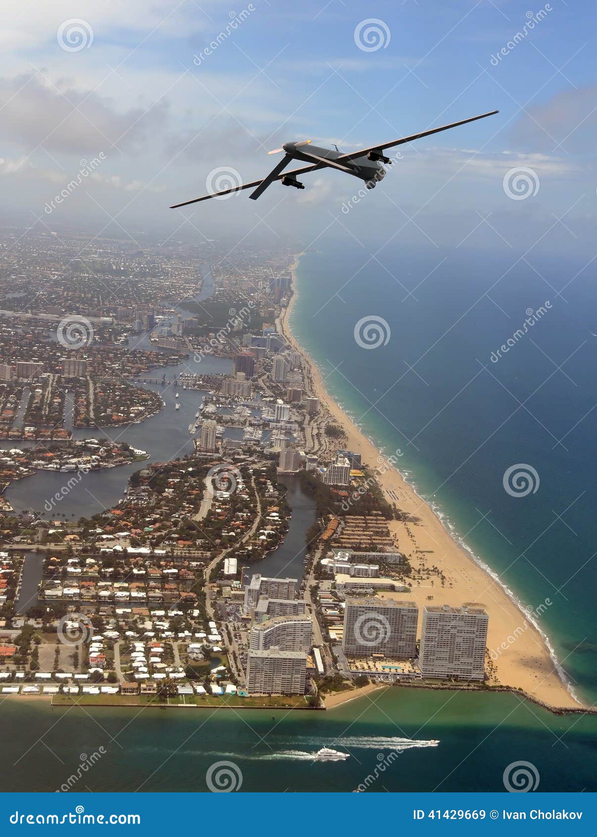 Surveillance Drone Over Florida Coastline Stock Image - Image of flying ...