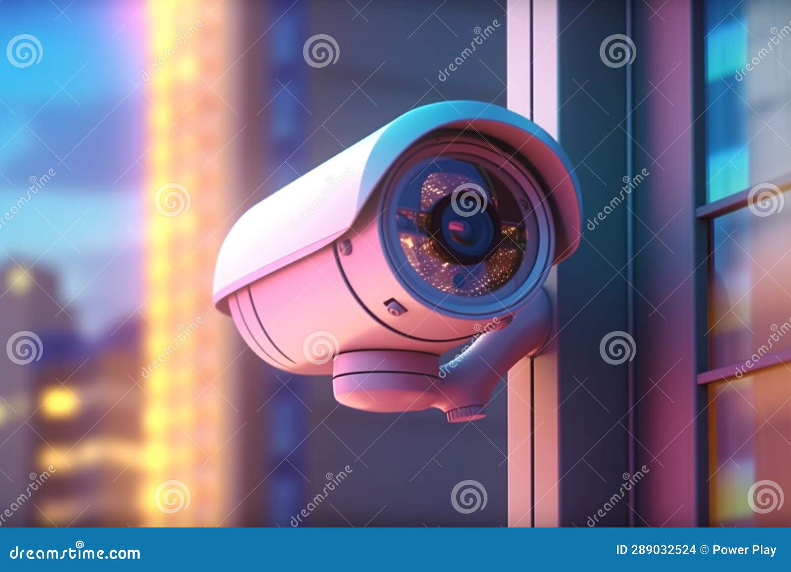Surveillance Futuristic Camera on the Wall. 3d Render Illustration ...