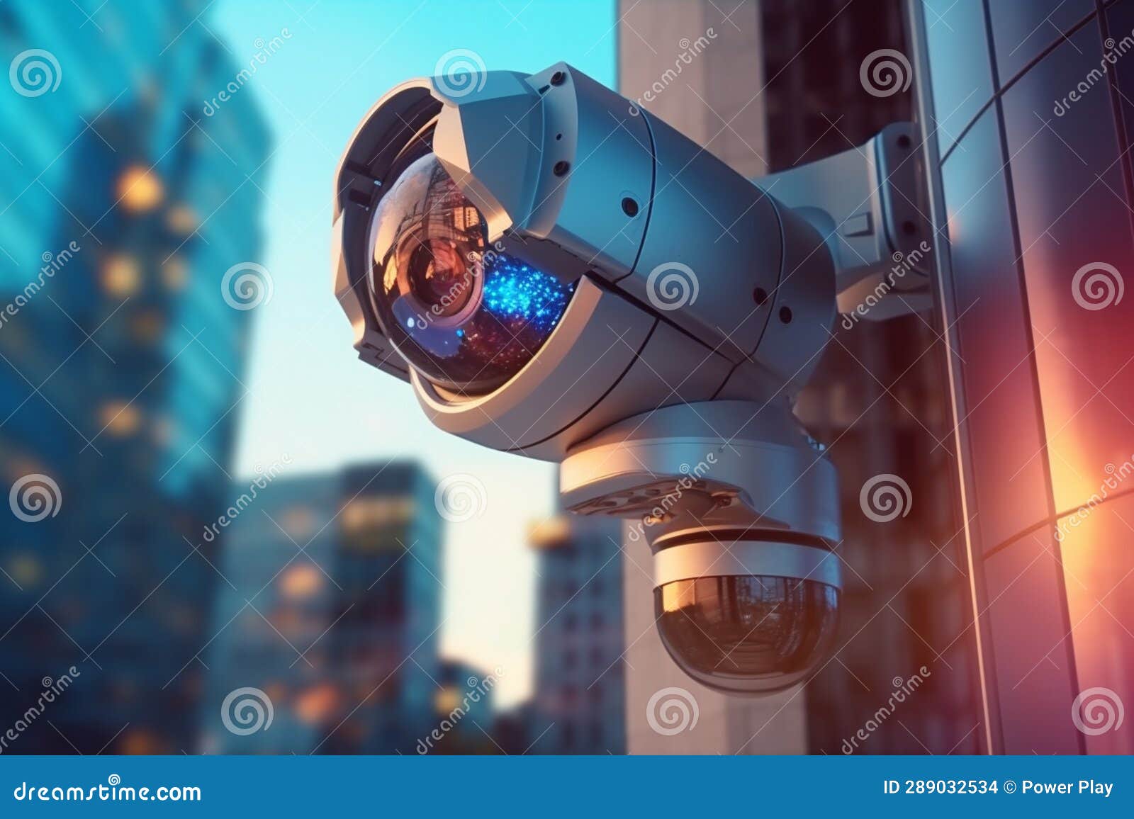 Surveillance Futuristic Camera On The Wall. 3d Render Illustration ...