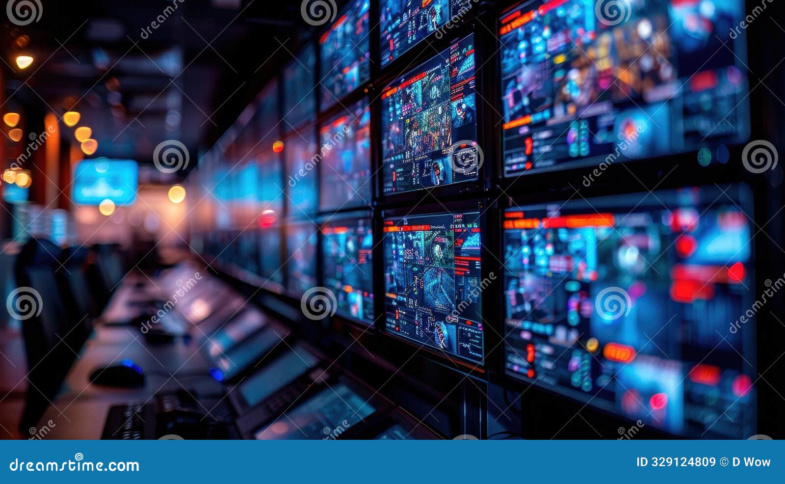 Surveillance Monitors in Control Room Stock Image - Image of ...