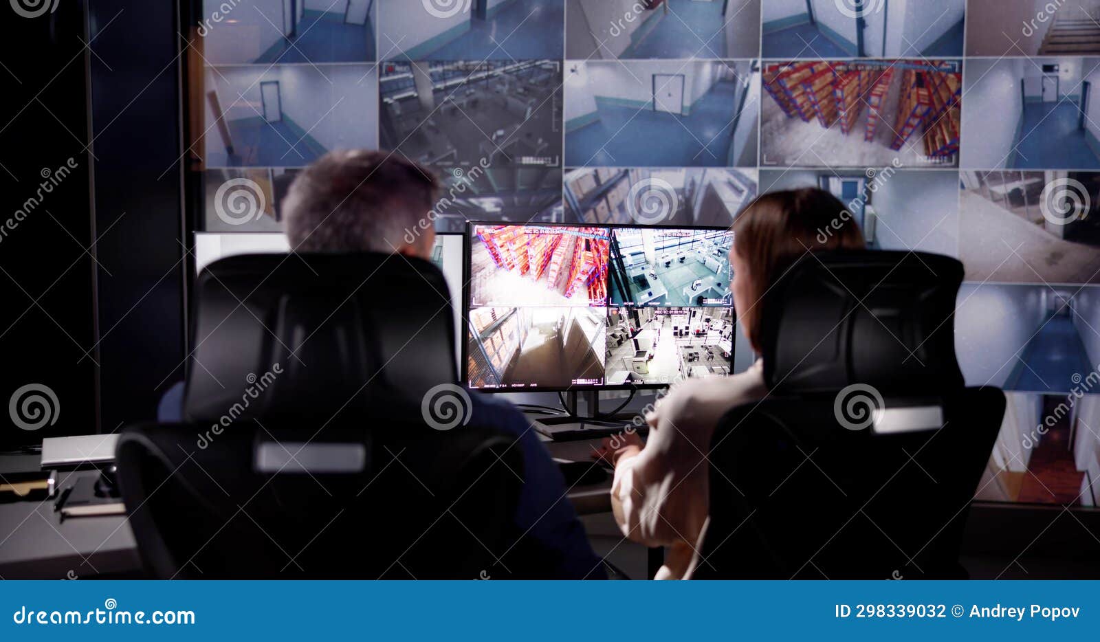 Surveillance Operator Controls Multiple CCTV Cameras Stock Photo ...