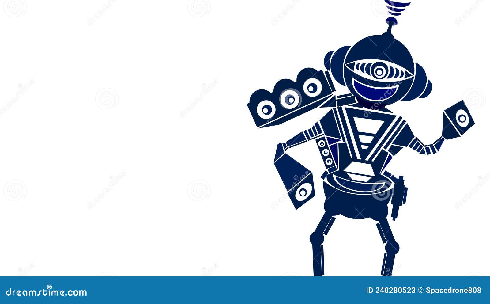 Surveillance Robot with Cameras Illustration Background Stock ...