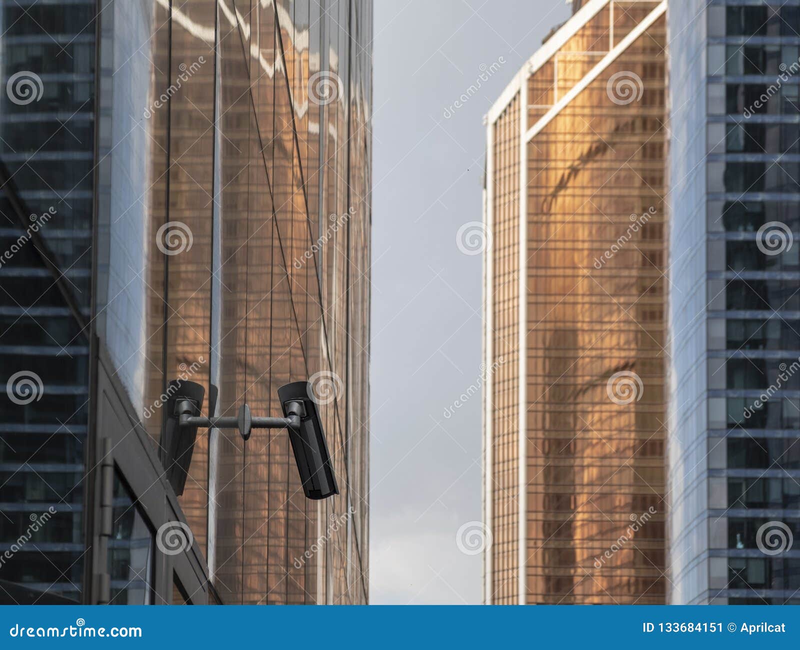 Surveillance Security CCTV Camera Installed in a Business District with ...