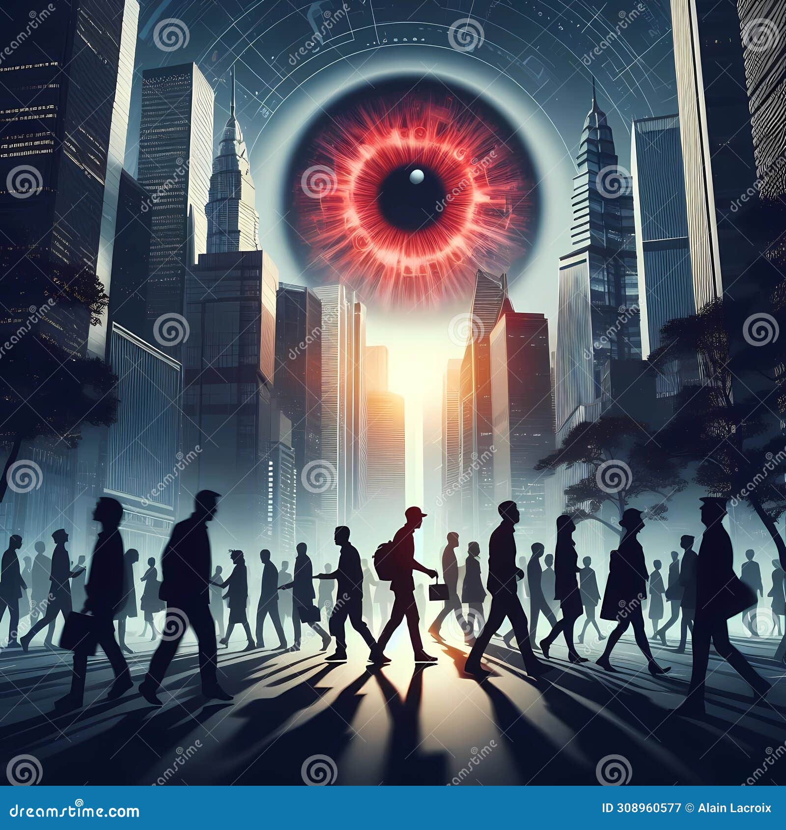 Surveillance society stock illustration. Illustration of hackers ...