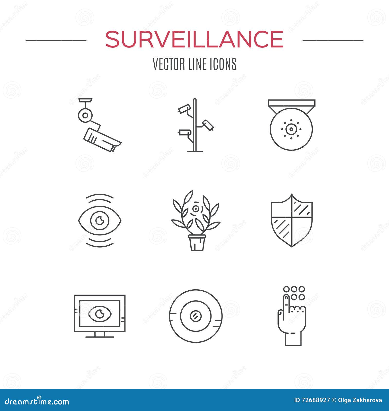 Surveillance Symbols stock vector. Illustration of hidden - 72688927