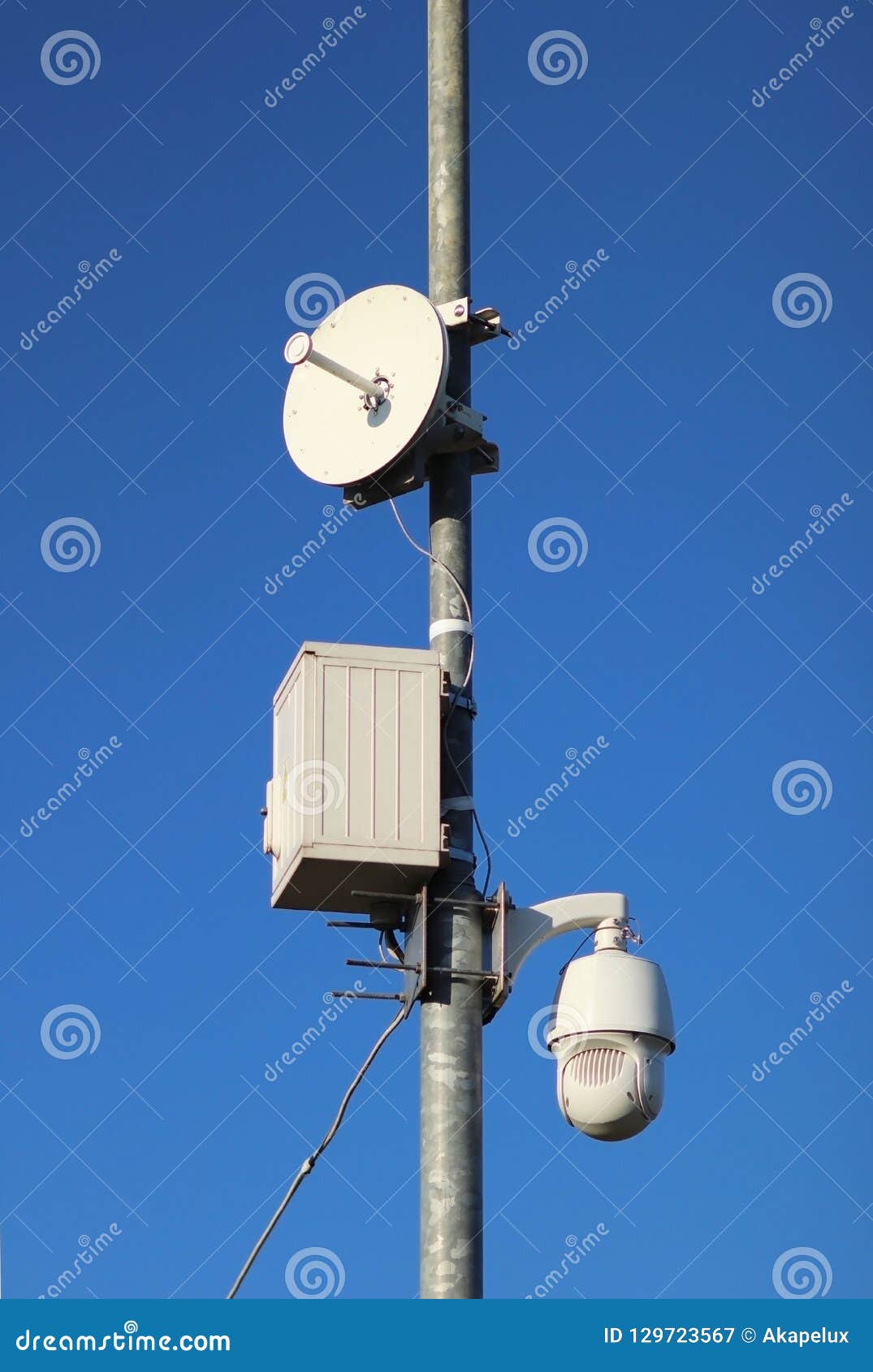 Surveillance System with an Orange Warning Light Located on a Pole in ...