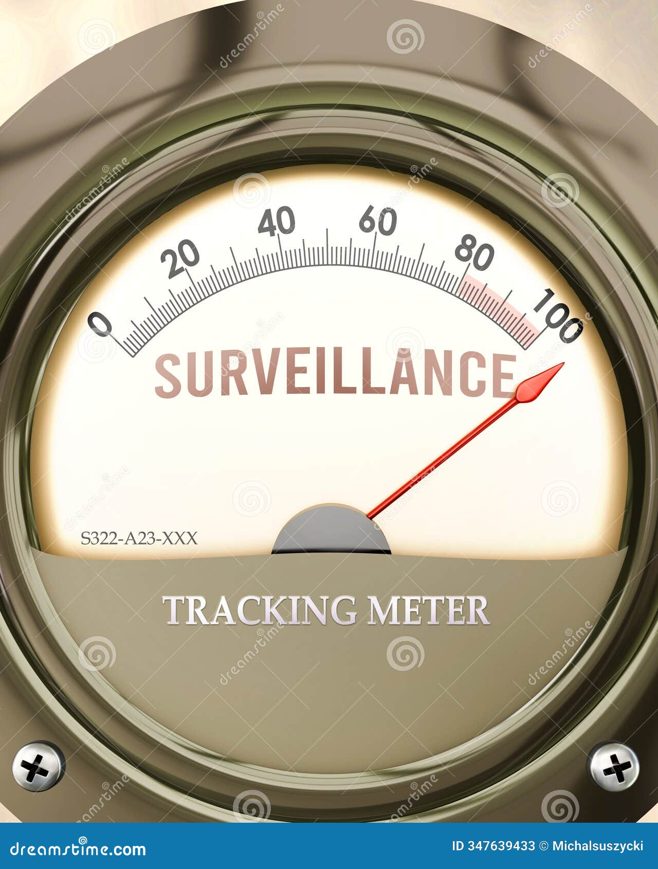 Surveillance and Tracking Meter that is Hitting a Full Scale, Showing a ...
