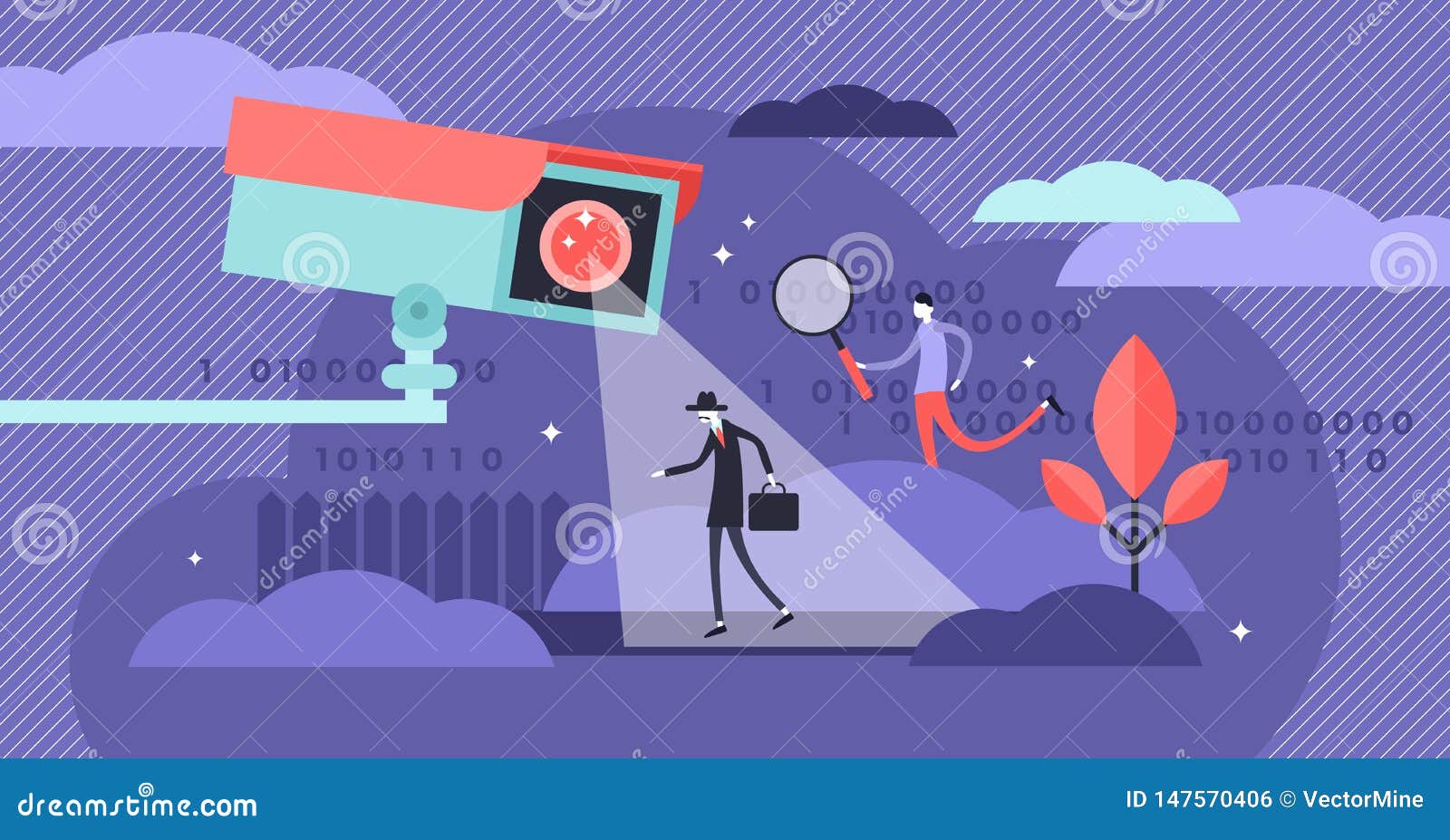 Surveillance Vector Illustration. Flat Tiny Security Camera Persons ...