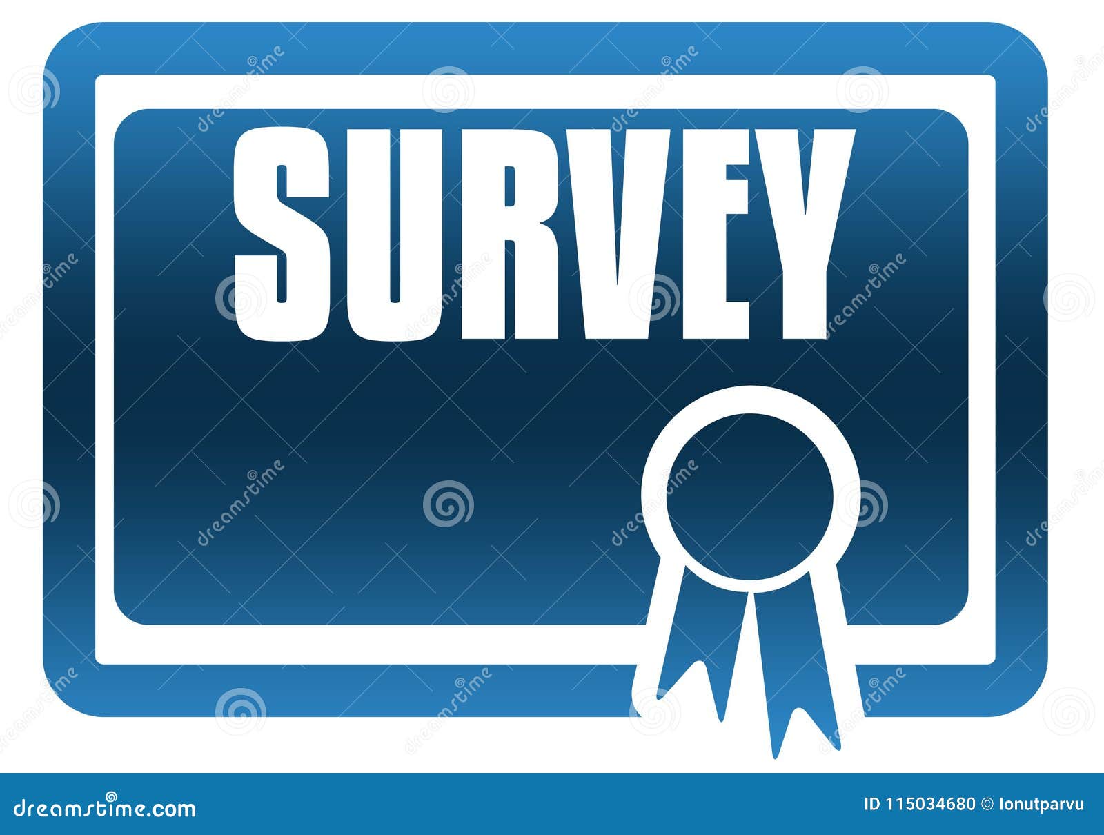 SURVEY blue certificate. stock illustration. Illustration of type ...