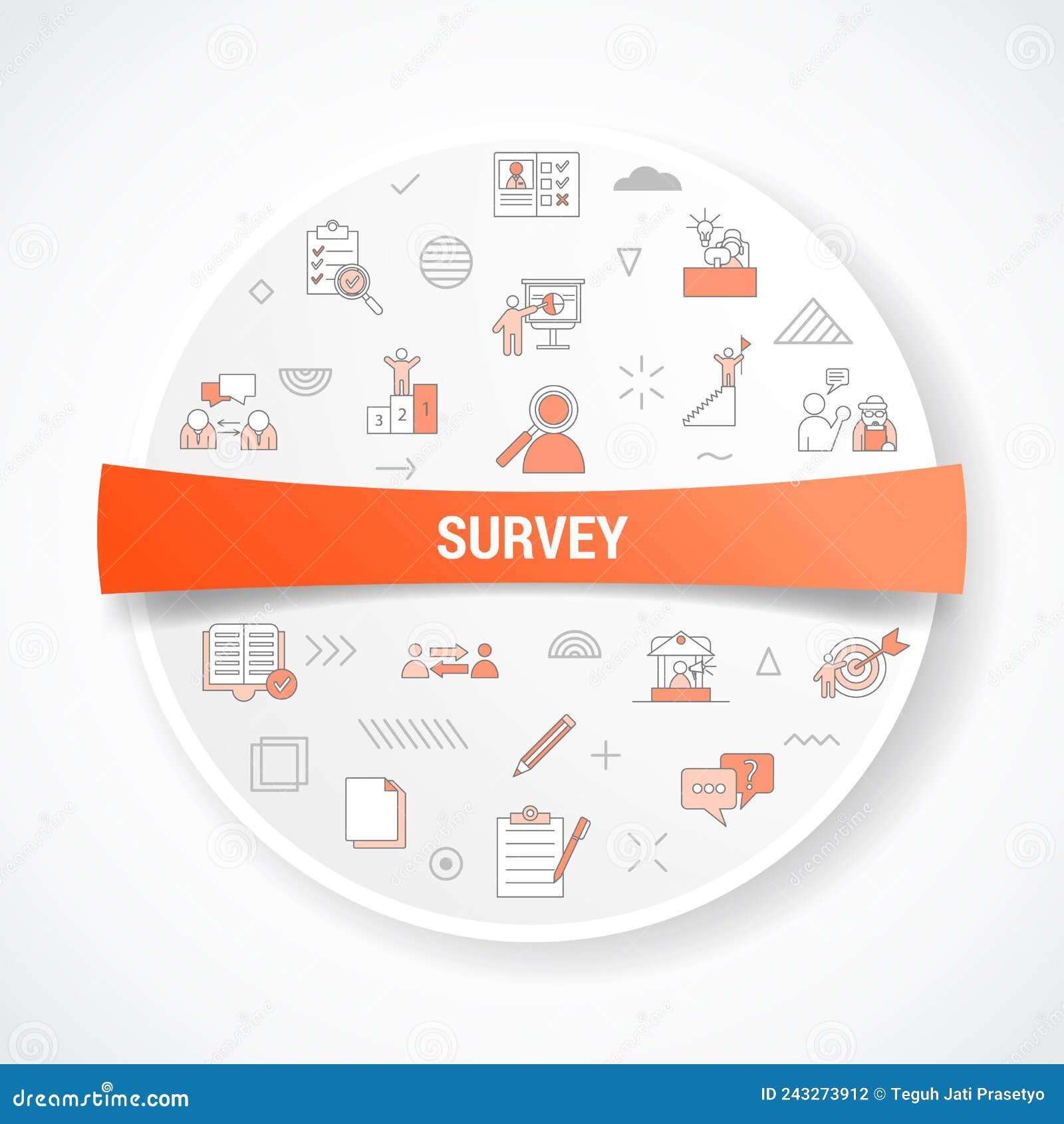 Survey Business Concept with Icon Concept with Round or Circle Shape ...