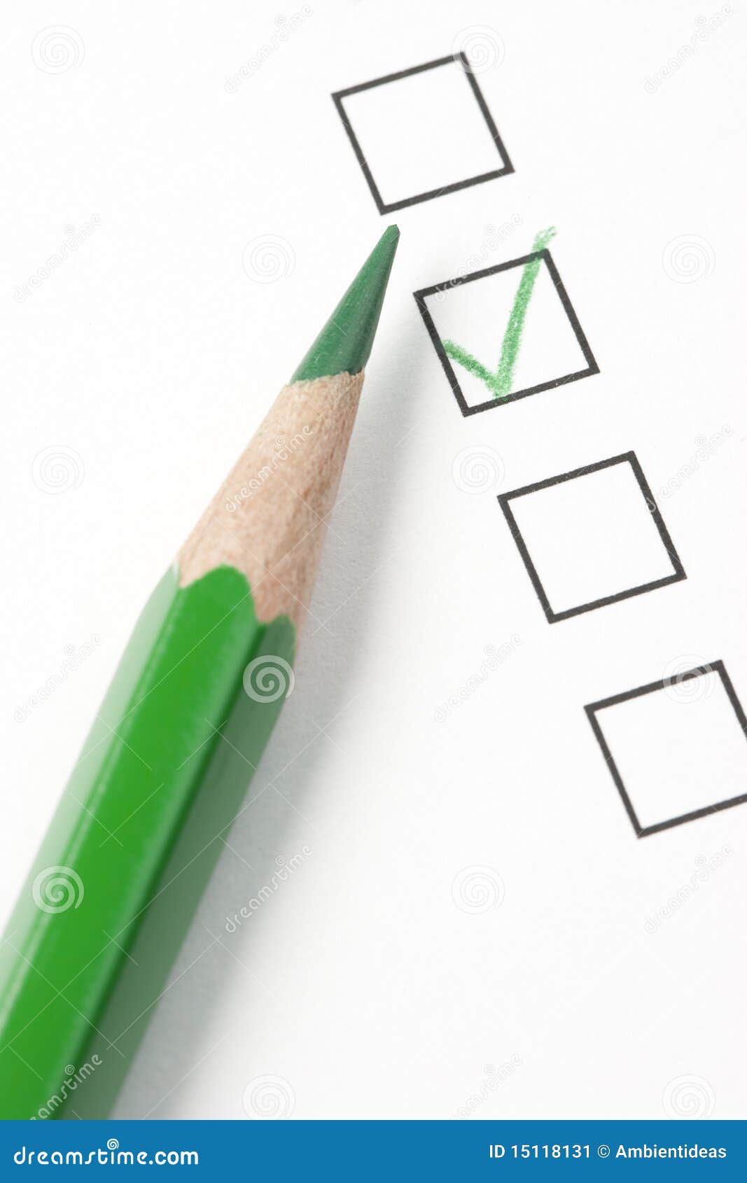 Survey Check Box with Green Checkmark and Pencil Stock Image - Image of ...