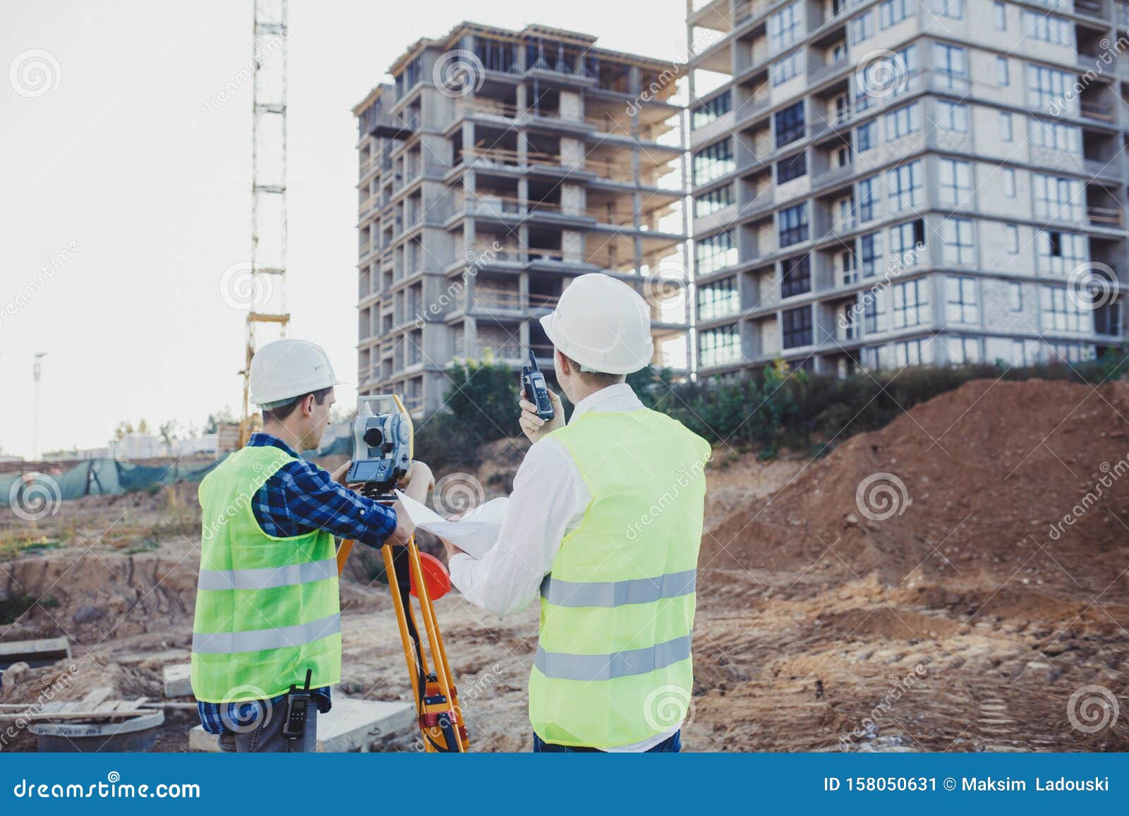 Survey Engineer on the Construction Site Stock Image - Image of ...