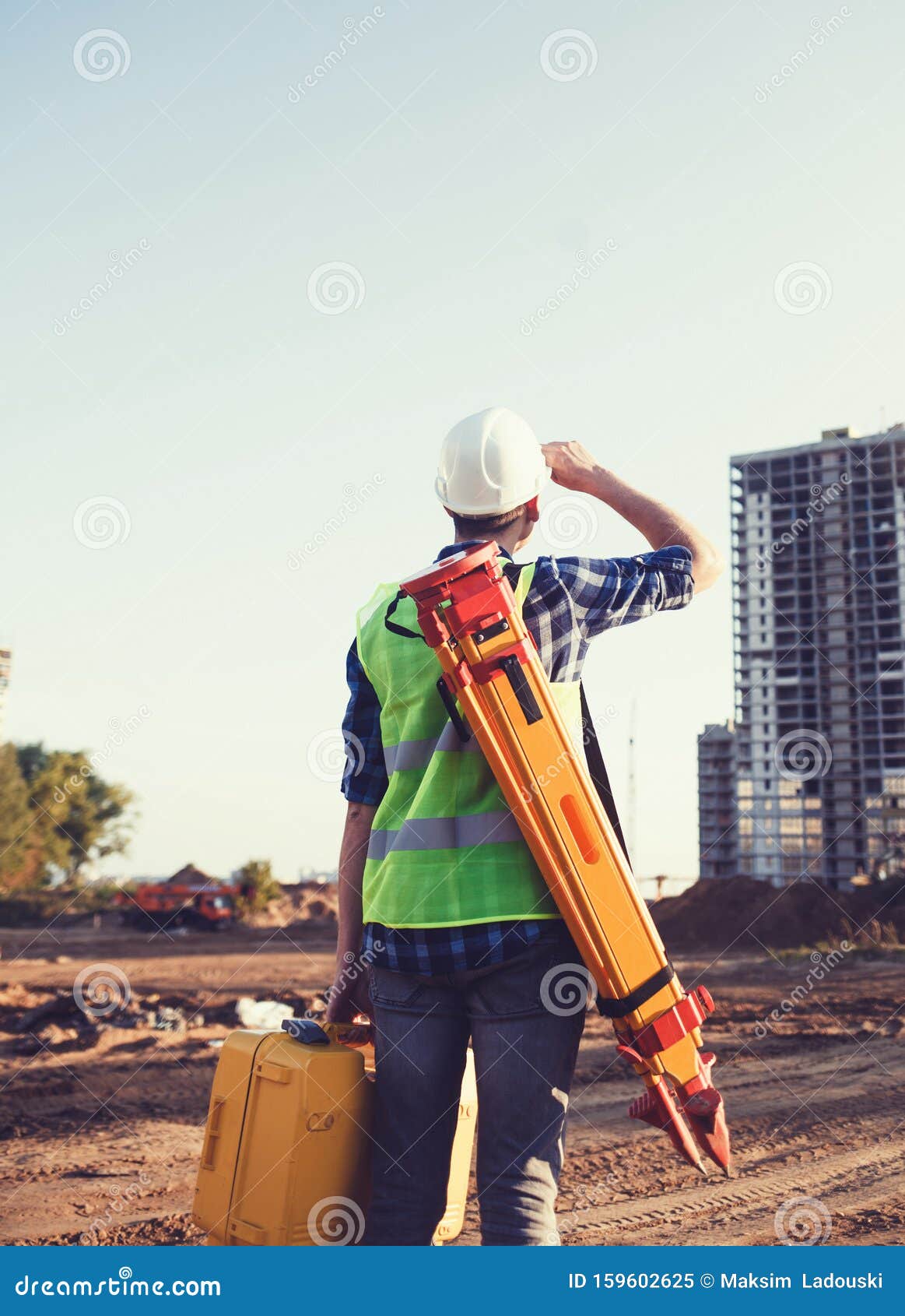 Survey engineer stock image. Image of helmet, development - 159602625