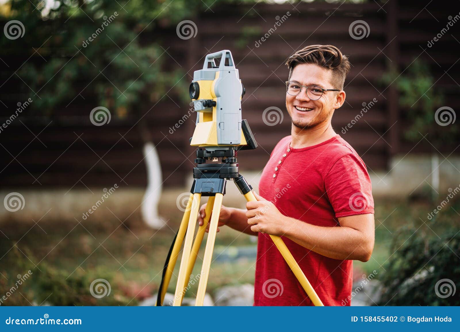 Survey Engineer Using and Working with Total Station Theodolite at ...