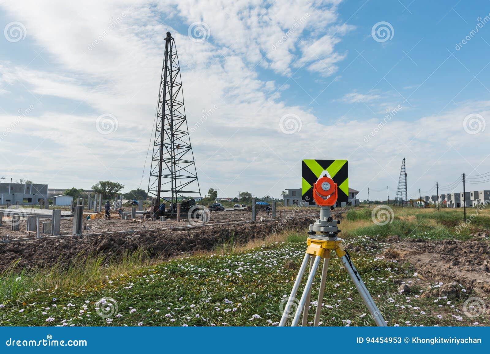 Survey Equipment Tacheometer or Theodolite Outdoors at Construct Stock ...