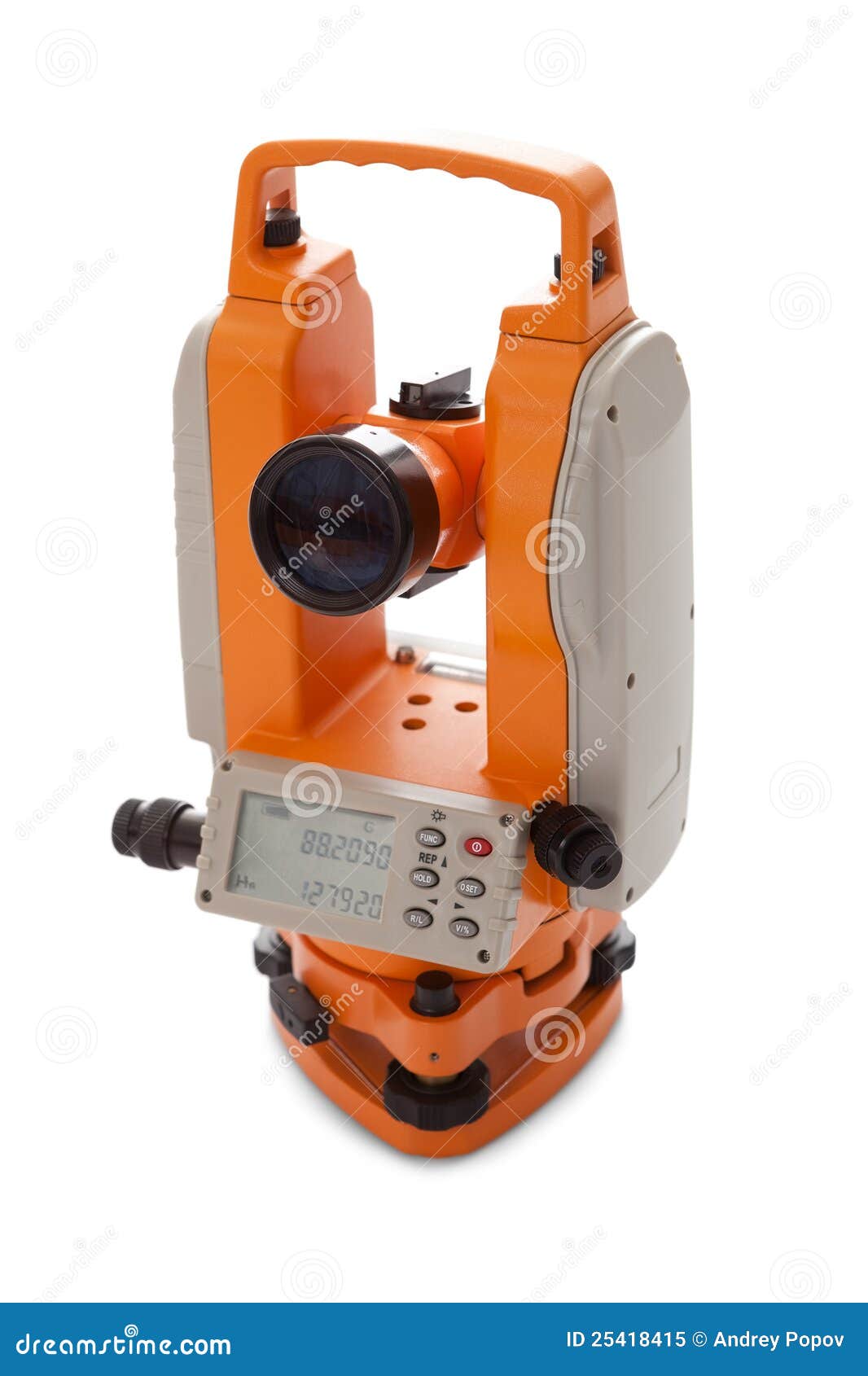 Survey Equipment Theodolite On A Tripod. Isolated On White Background ...