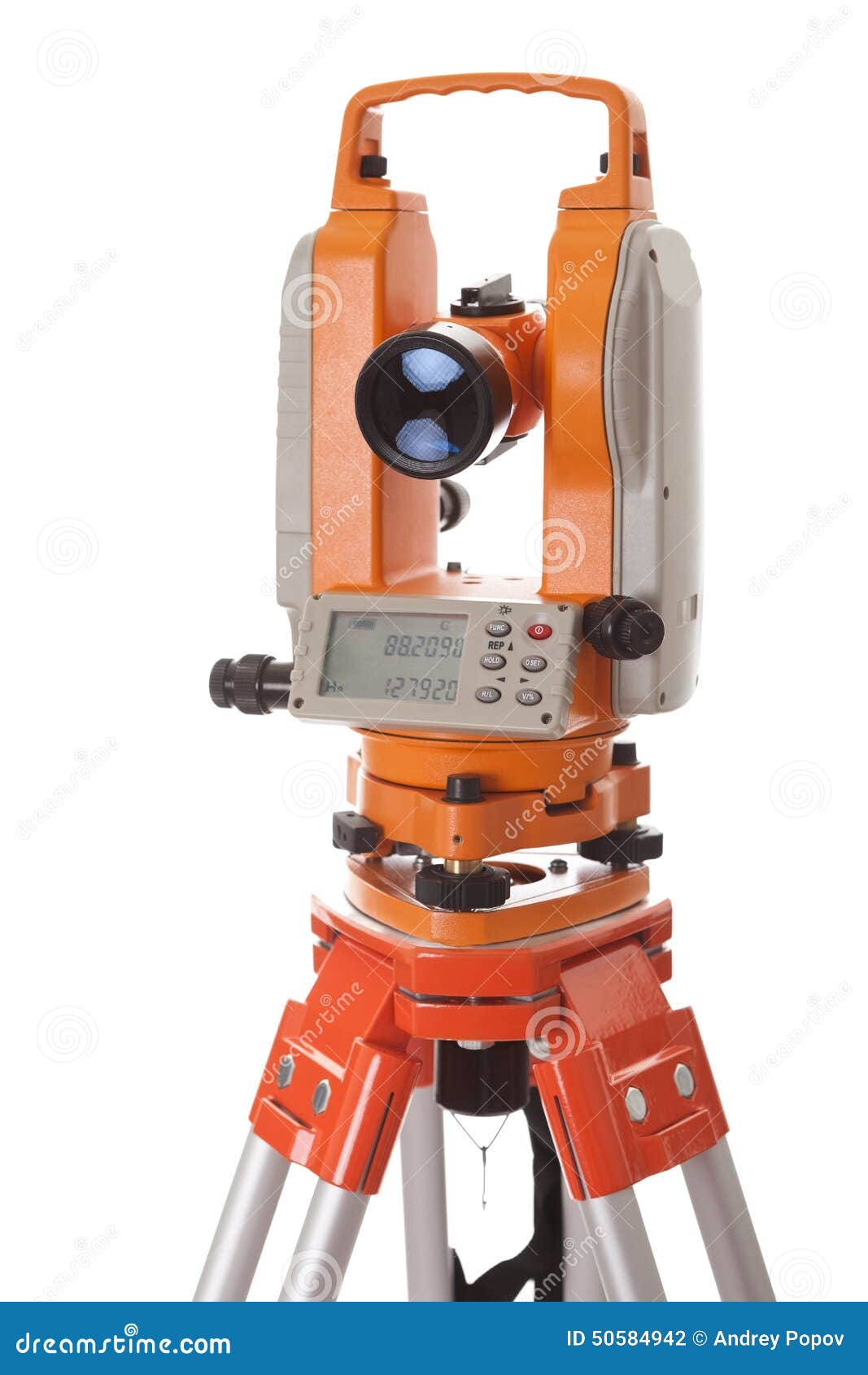 Survey Equipment Theodolite On A Tripod. With Road Under Construction ...