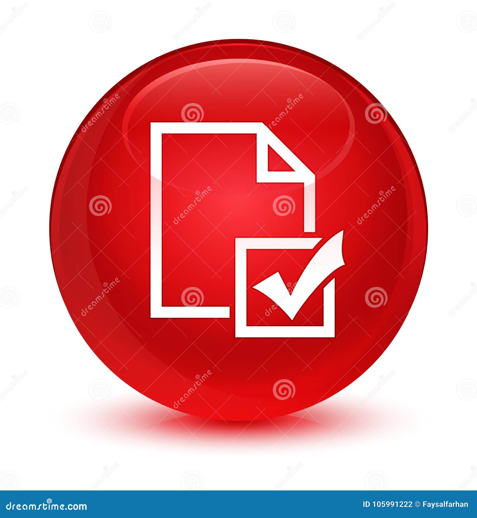 Survey Icon Glassy Red Round Button Stock Illustration - Illustration ...