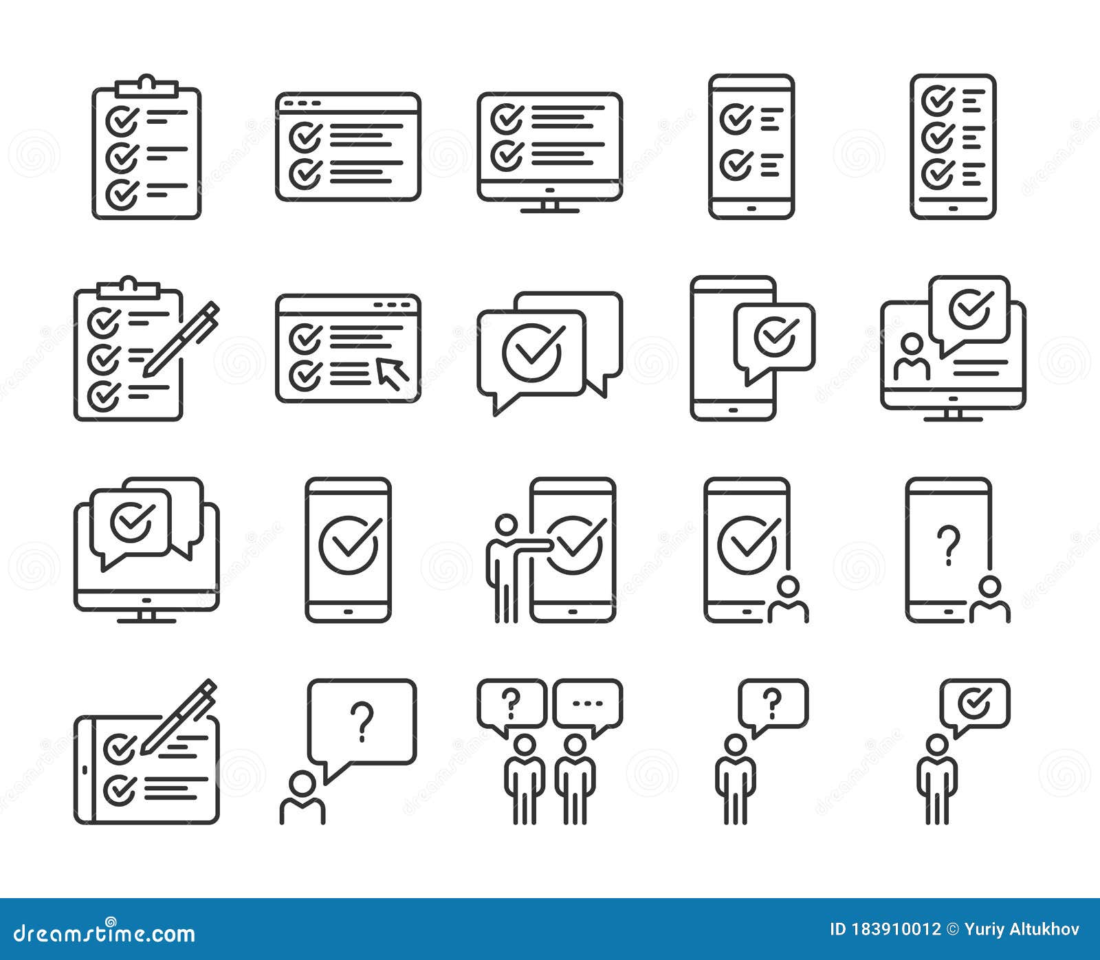 Survey Icons. Survey and Questionnaire Line Icon Set. Vector ...