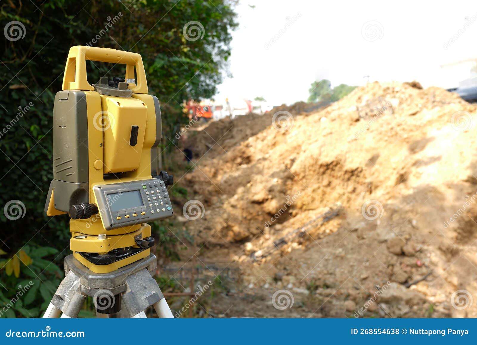 Survey Instrument, Theodolite, Mounted on a Tripod at a Construction ...