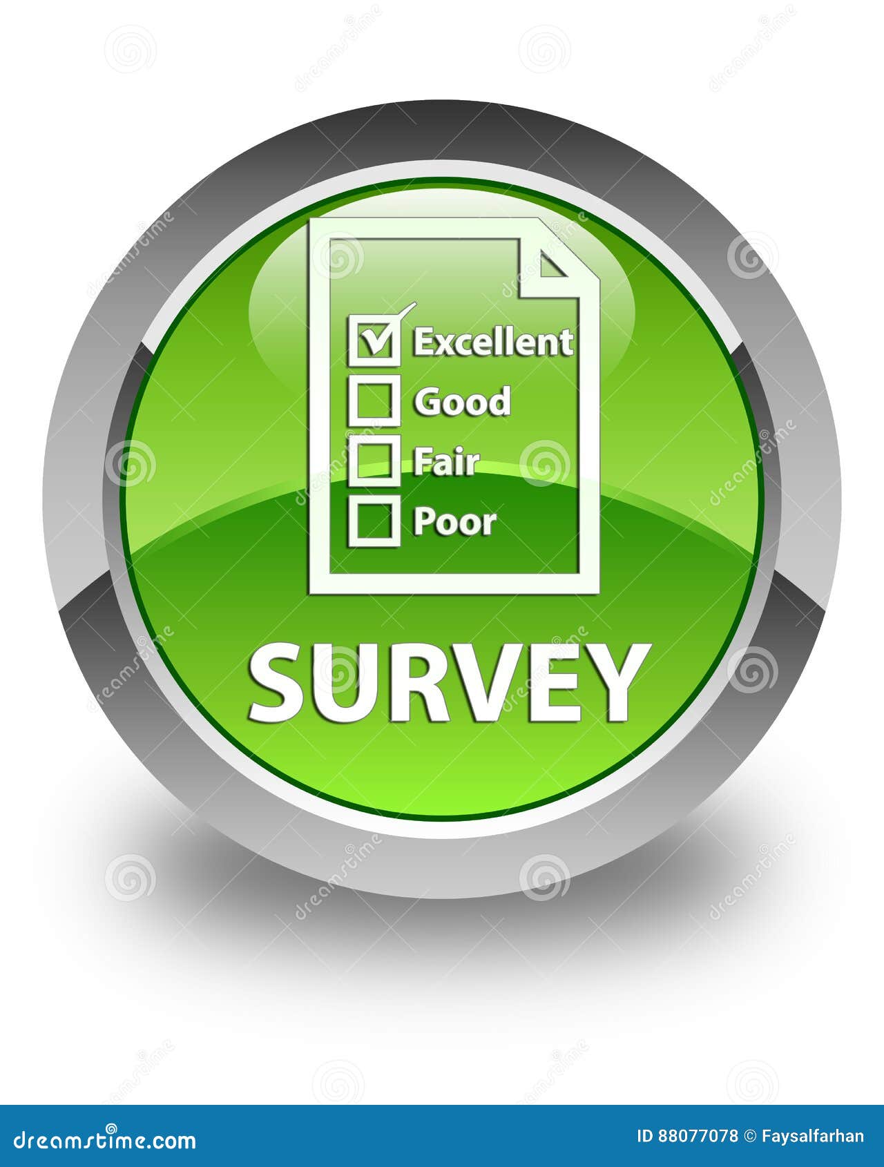 Survey (questionnaire Icon) Glossy Green Round Button Stock ...