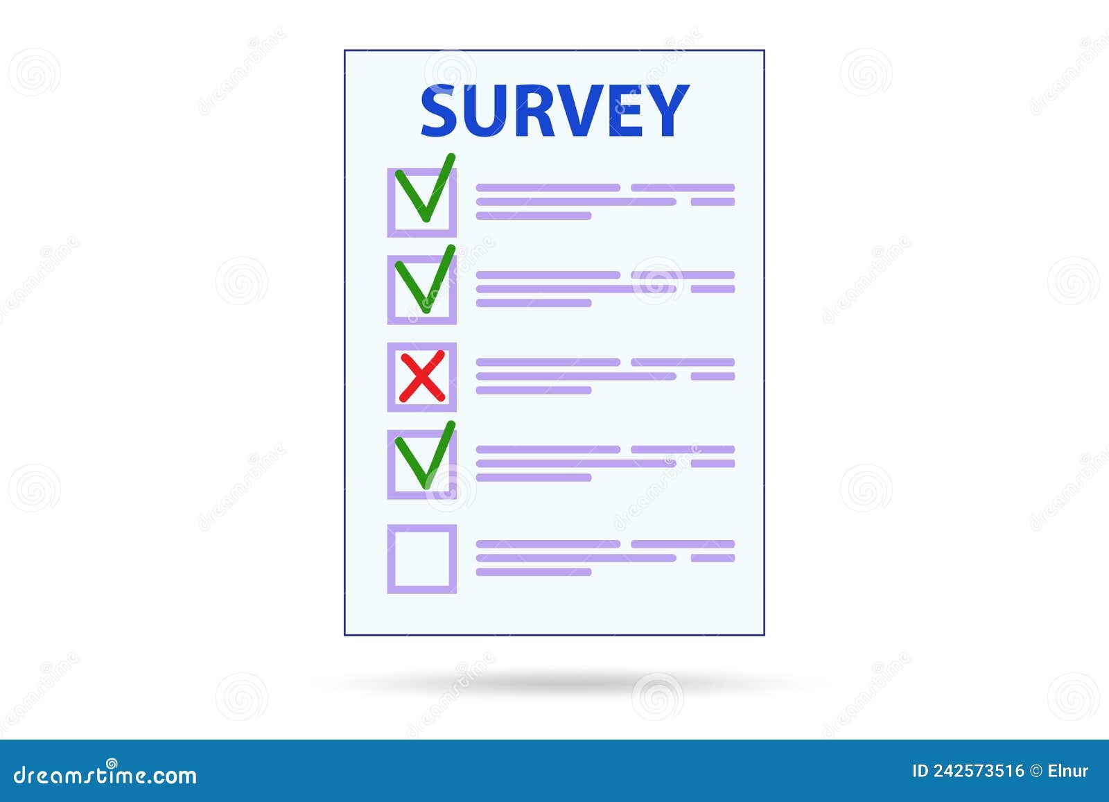 Survey Questionnaire with Tick Boxes Stock Illustration - Illustration ...