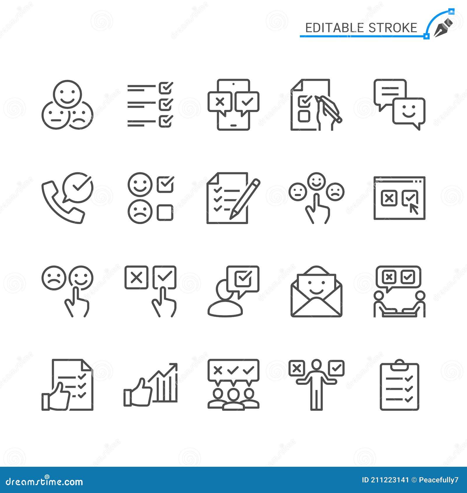 Survey Line Icons. Quiz And Checklist Stroke Pictograms, Customer ...