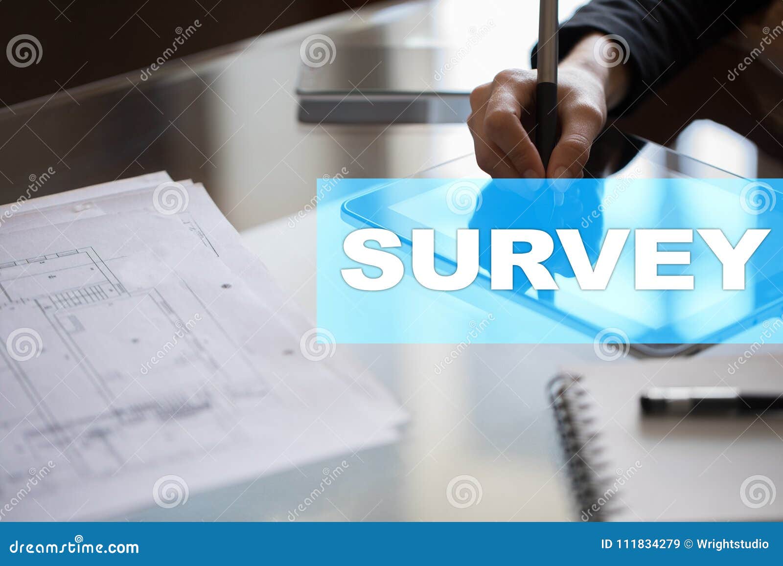 Survey Text on Virtual Screen. Feedback and Customers Testimonials ...