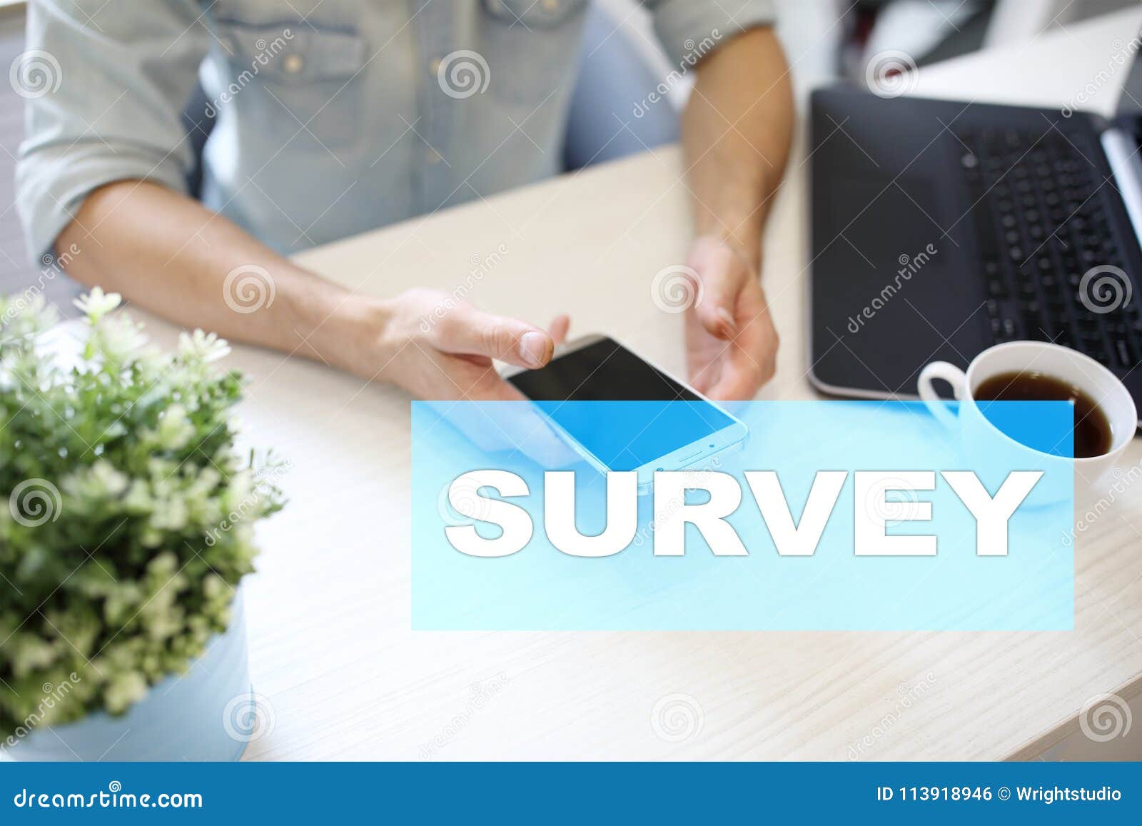 Survey Text on Virtual Screen. Feedback and Customers Testimonials ...