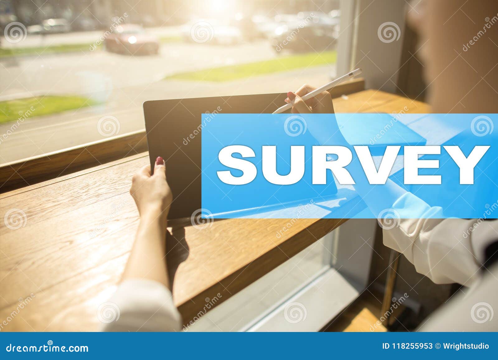 Survey Text on Virtual Screen. Feedback and Customers Testimonials ...