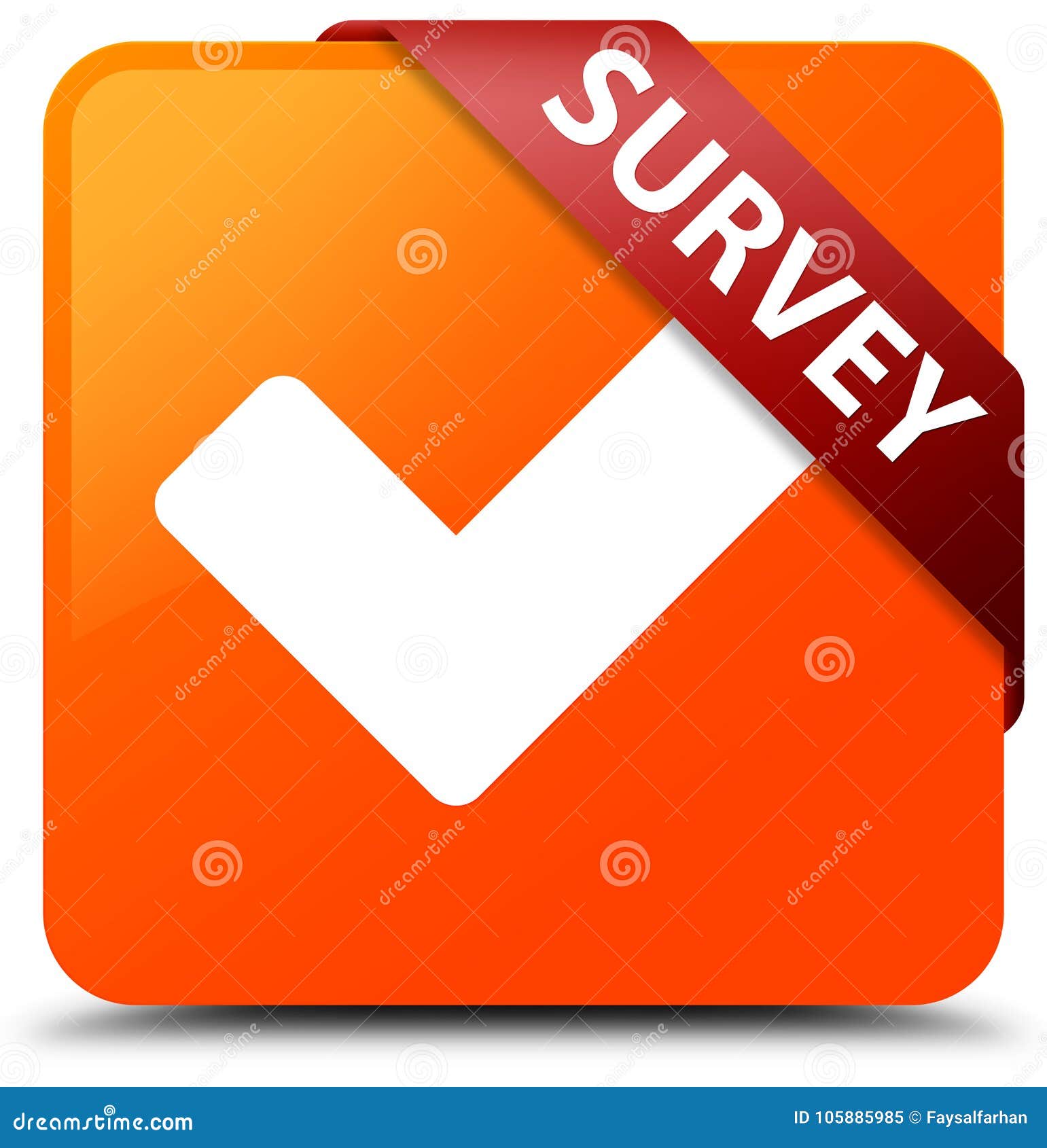 Survey (validate Icon) Orange Square Button Red Ribbon in Corner Stock ...