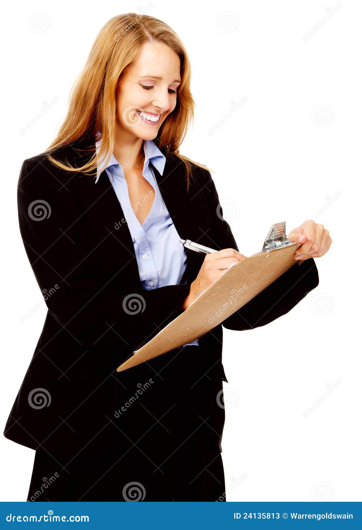 Survey woman clipboard stock image. Image of redhead - 24135813