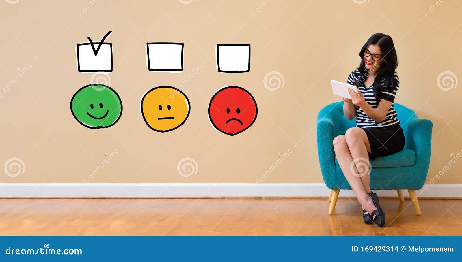 Survey with Woman Using a Tablet Stock Photo - Image of computer, home ...