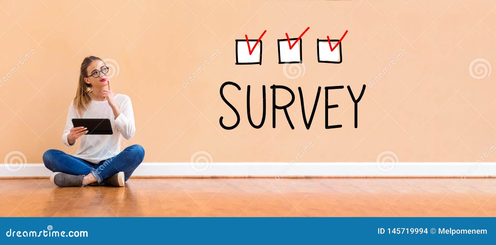 Survey with Woman Using a Tablet Stock Photo - Image of research ...