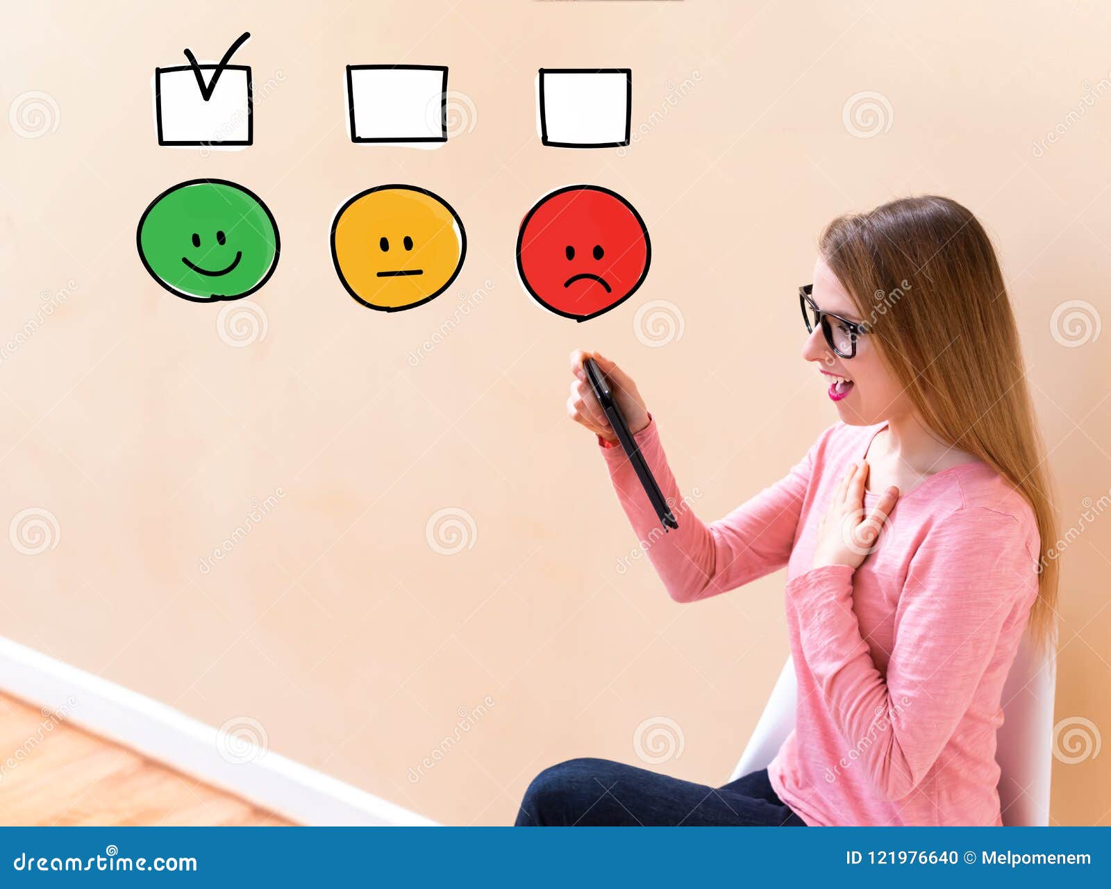 Survey with Woman Using a Tablet Stock Photo - Image of business ...