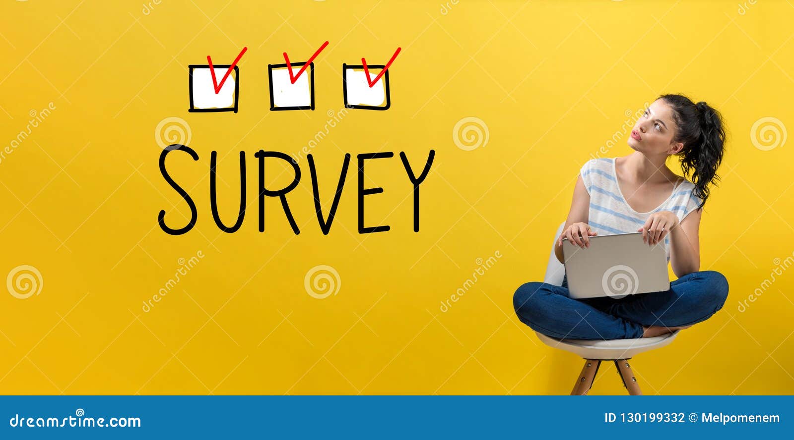 Survey with Woman Using a Laptop Stock Photo - Image of concept ...