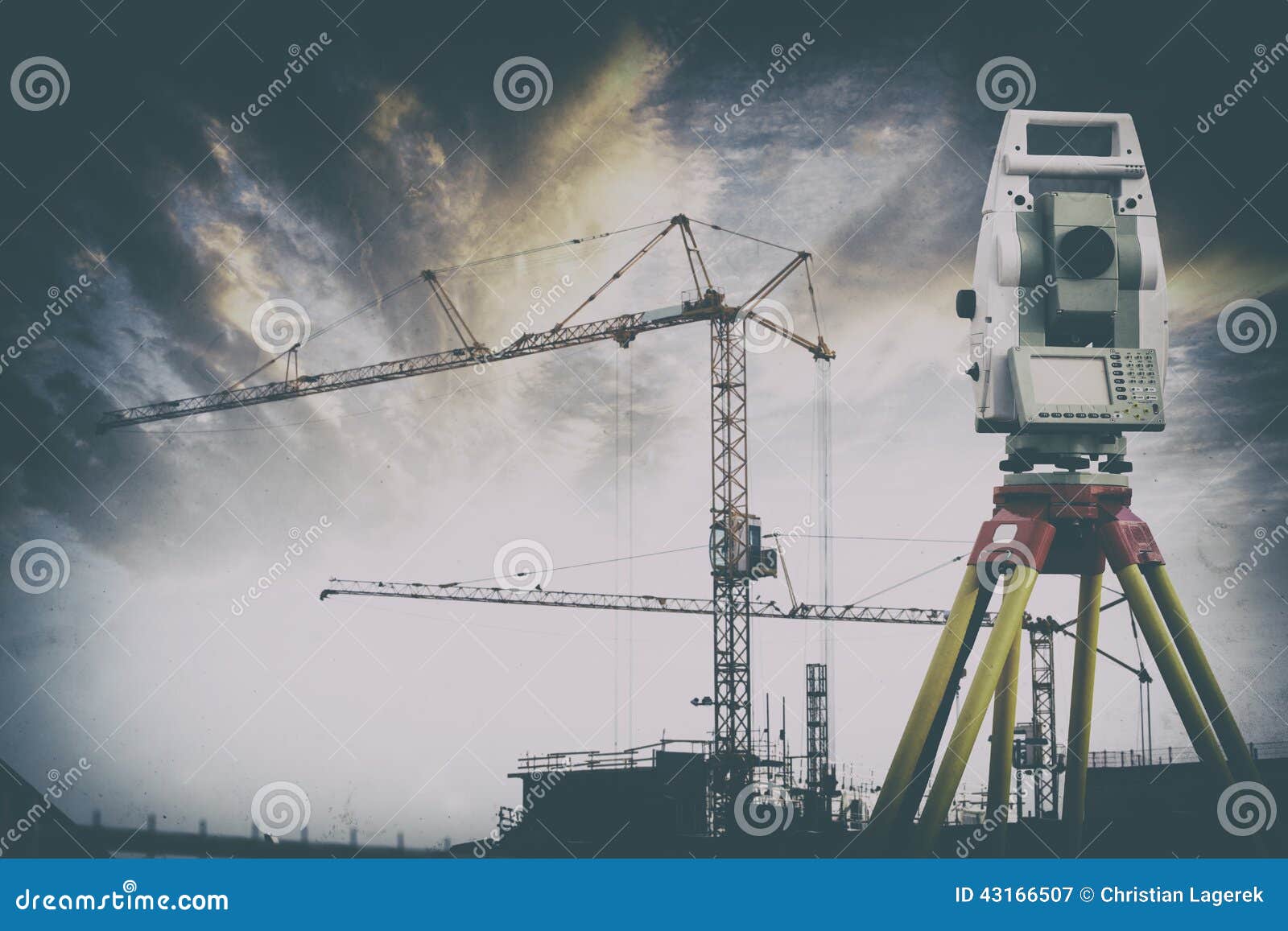 Surveying Instrument, and Building Site Stock Image - Image of station ...
