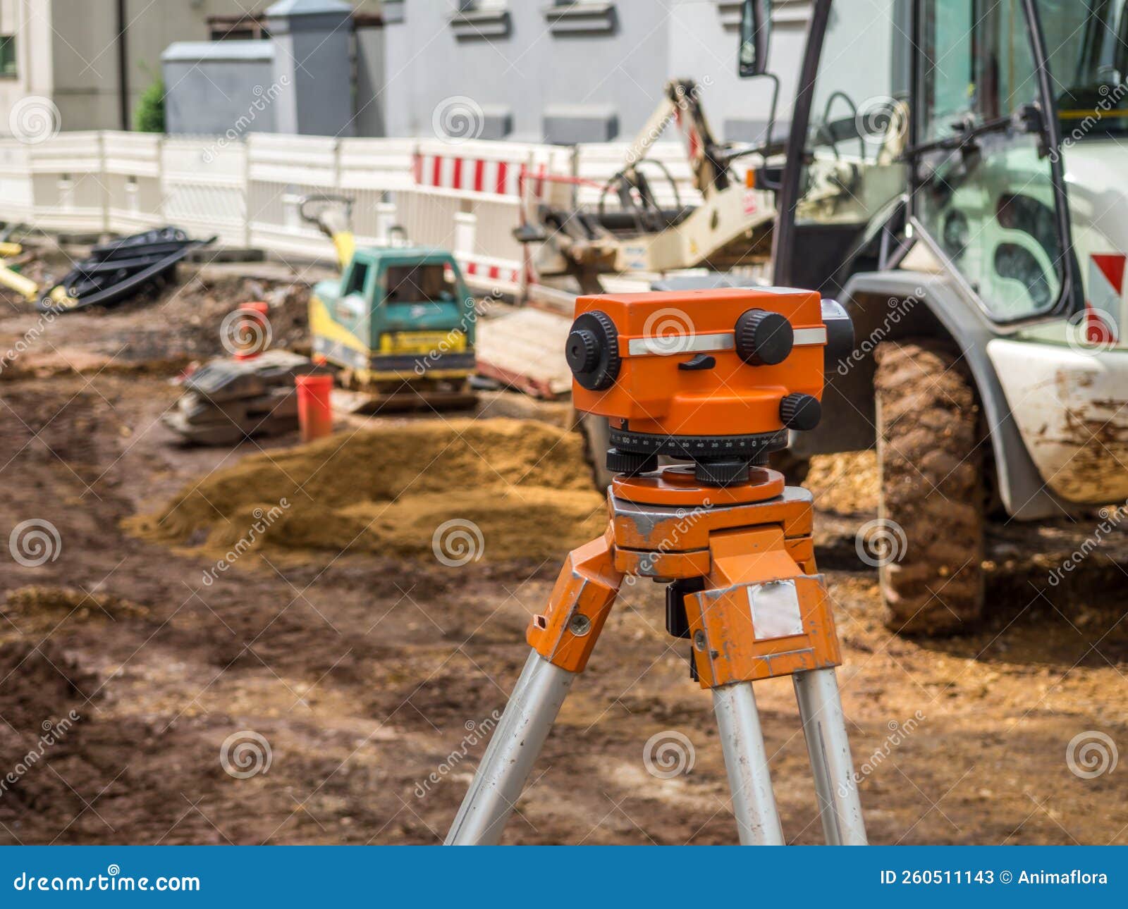 Surveying a Road Construction Site Stock Image - Image of measurement ...