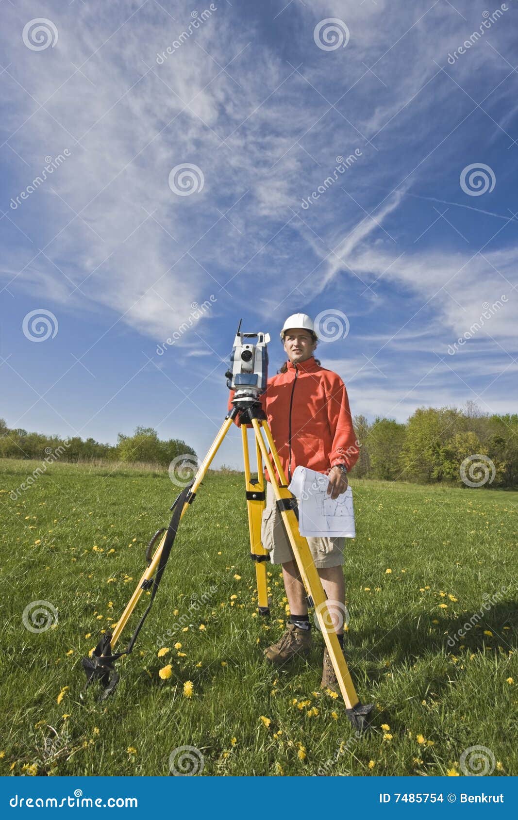 Surveying with theodolite stock photo. Image of tripod - 7485754