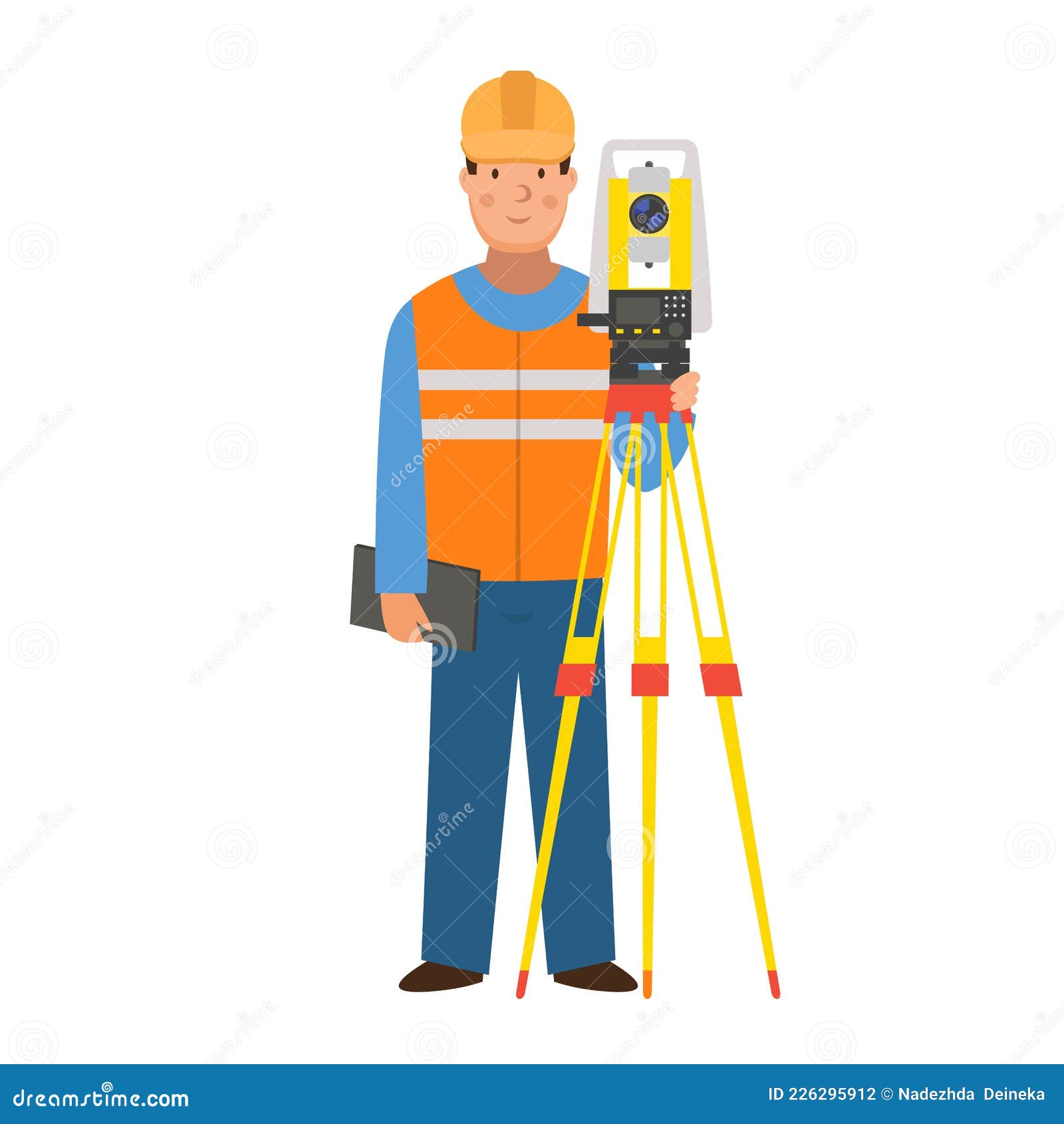 Cartoon Surveyor with Level, Character for Children. Flat Vector ...