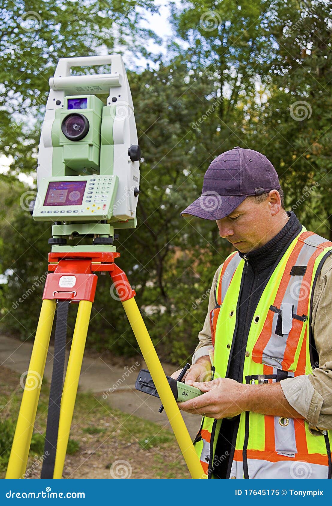 Surveyor checks his work stock image. Image of engineering - 17645175