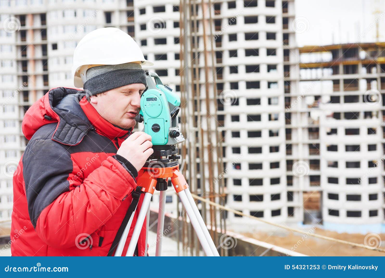 Surveyor at Construction Site Stock Image - Image of builder, angles ...