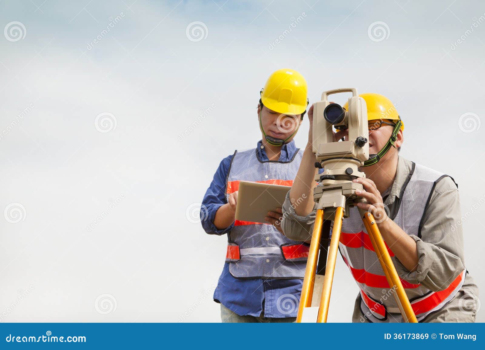 Surveyor Engineer Making Measure with Tablet Pc Stock Image - Image of ...