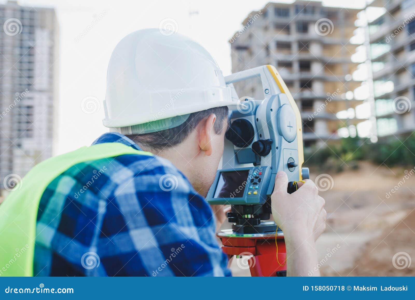 Surveyor Engineer is Measuring Level Stock Photo - Image of control ...