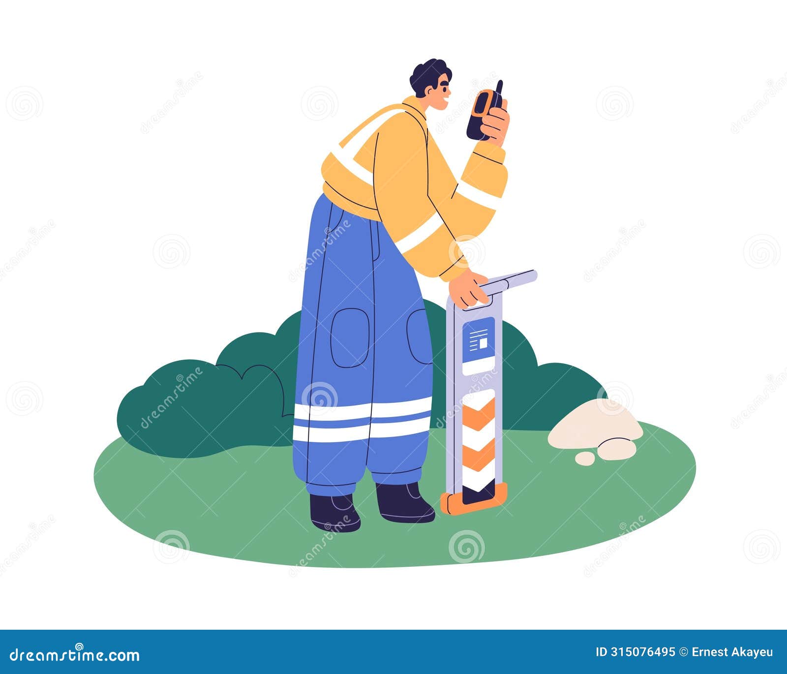 Surveyor Engineer with Surveying Locator Device. Worker Inspecting ...