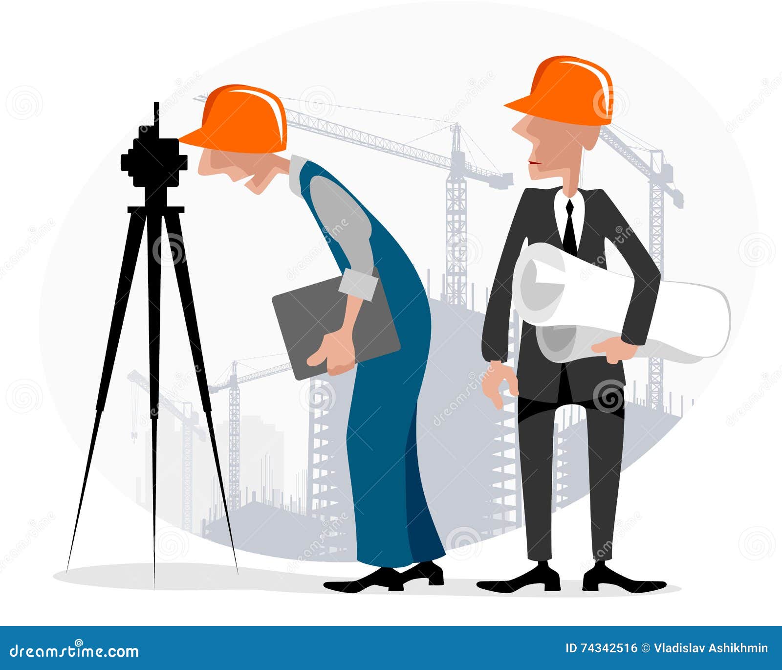 Surveyor And Engineer Vector Illustration | CartoonDealer.com #74342516