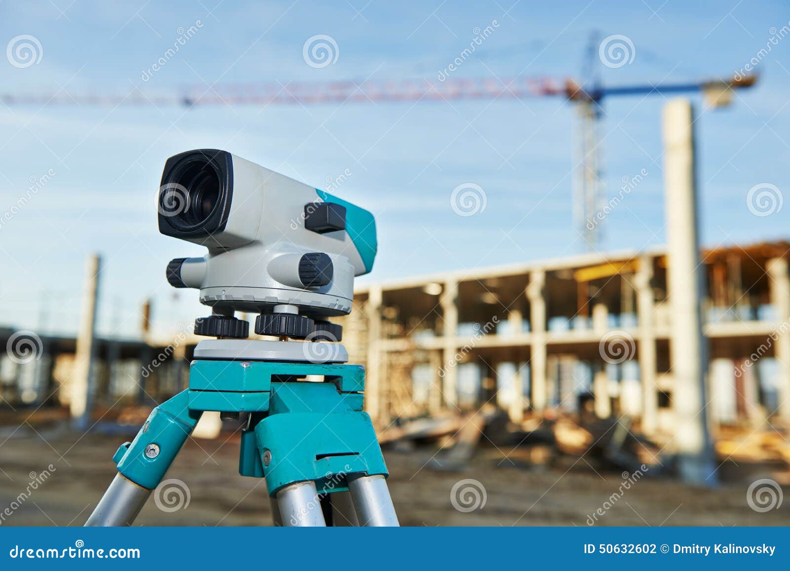 Surveyor Equipment at Construction Site Stock Photo - Image of checking ...